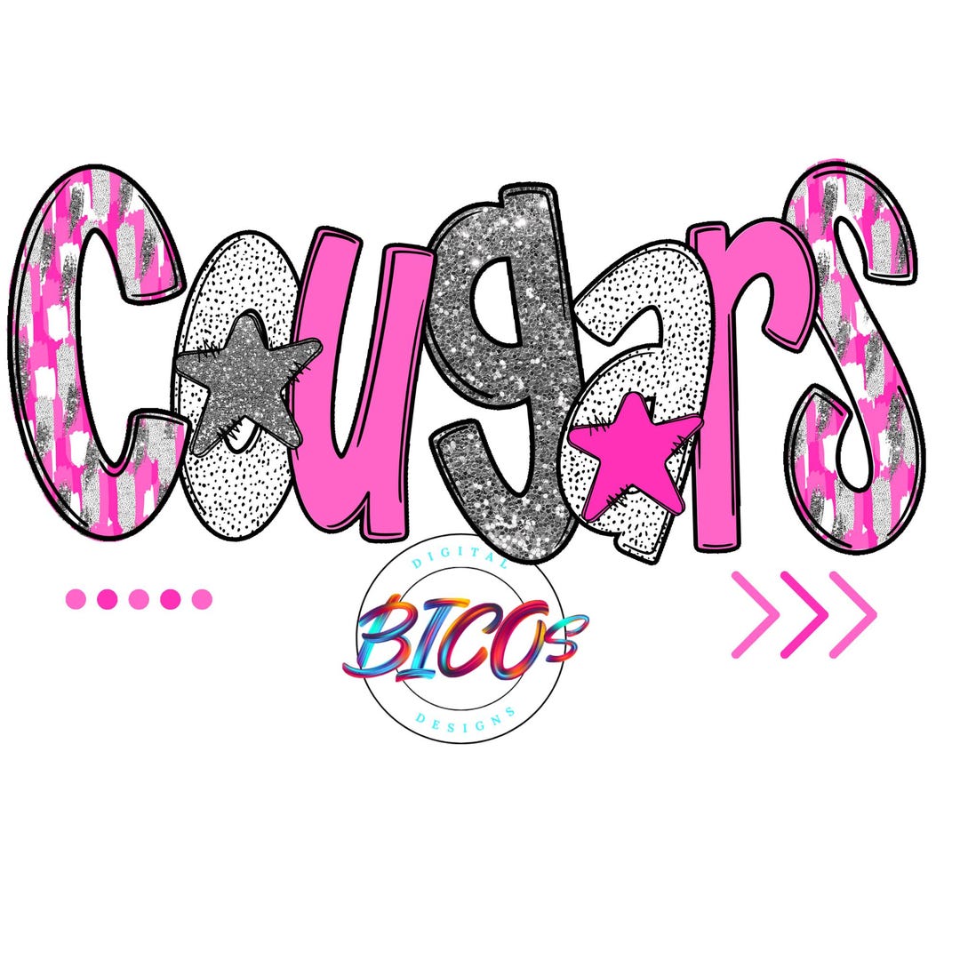 Cougars Scrape Letters , Pink, High Res PNG, Design Only mockup Visual ...