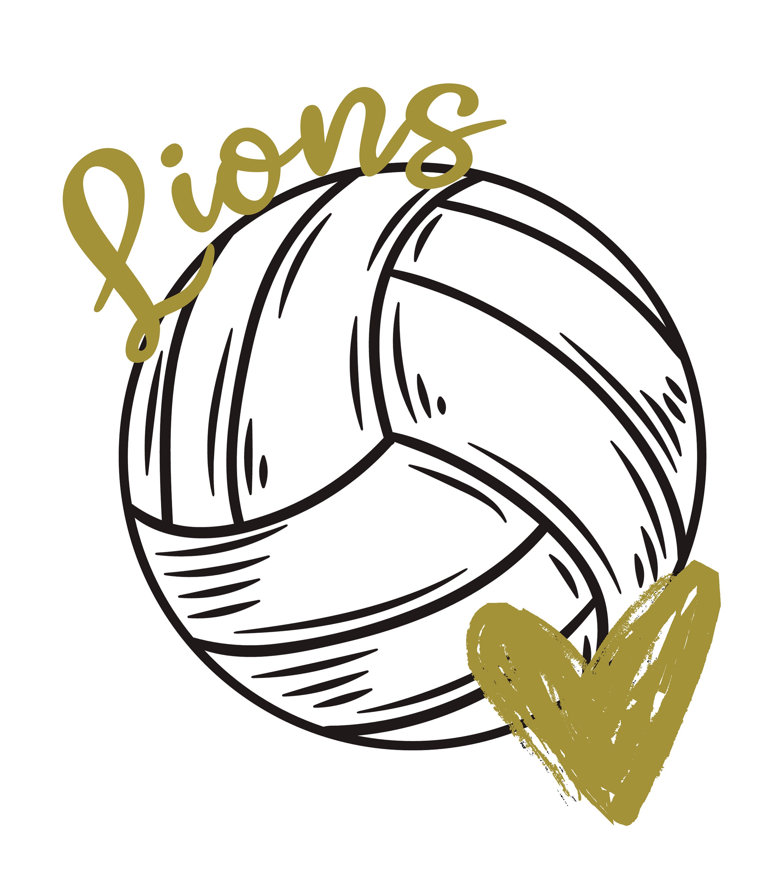 Lions Volleyball, Gold, High Resolution PNG,300DPI Design Only **mockup ...