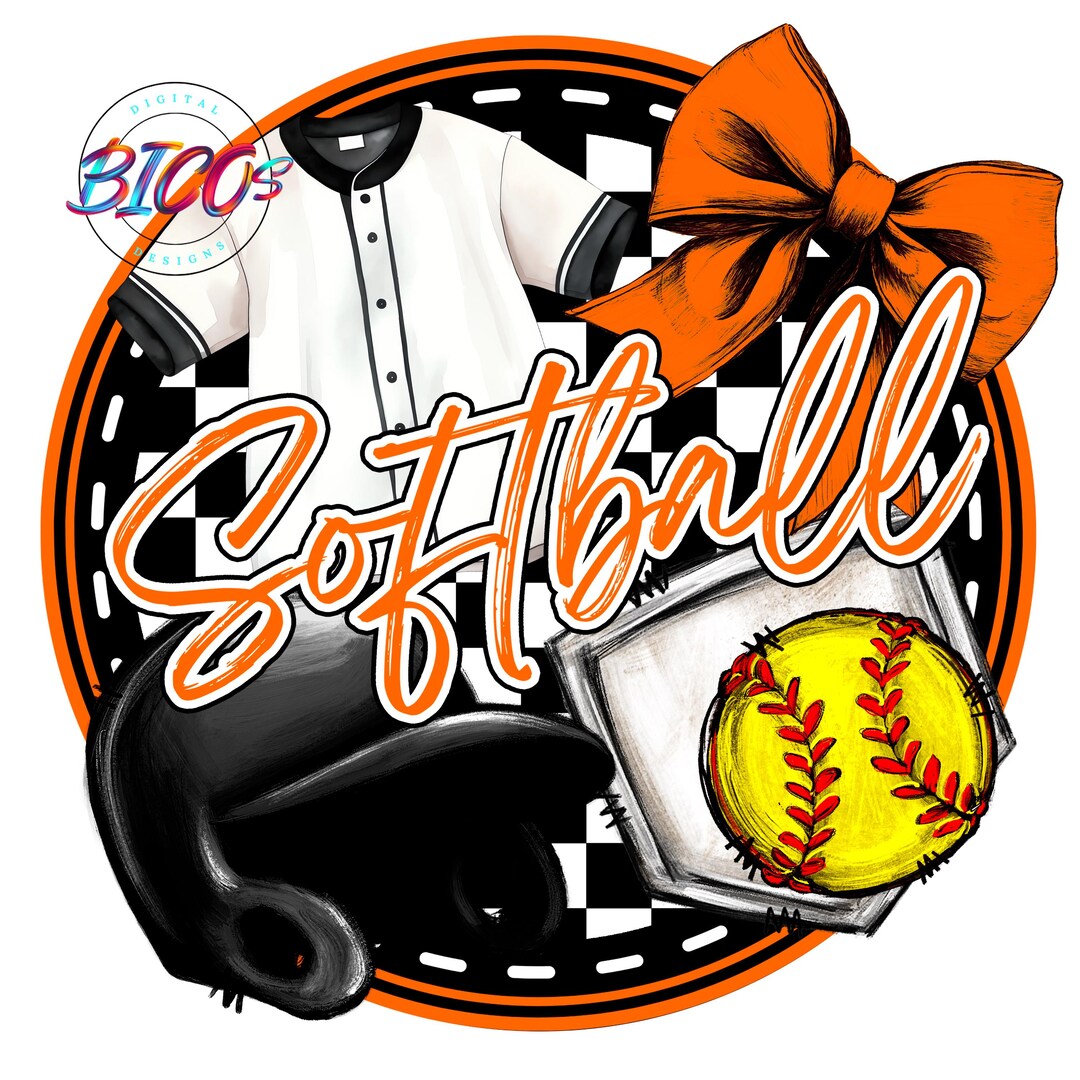 Softball Design PNG, Orange, High Resolution Mockup Visual Purpose Only ...