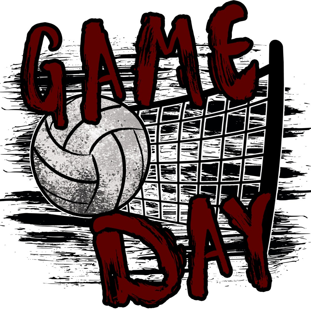 Game Day Volleyball-maroon Custom High Res PNG,300DPI Design Only ...