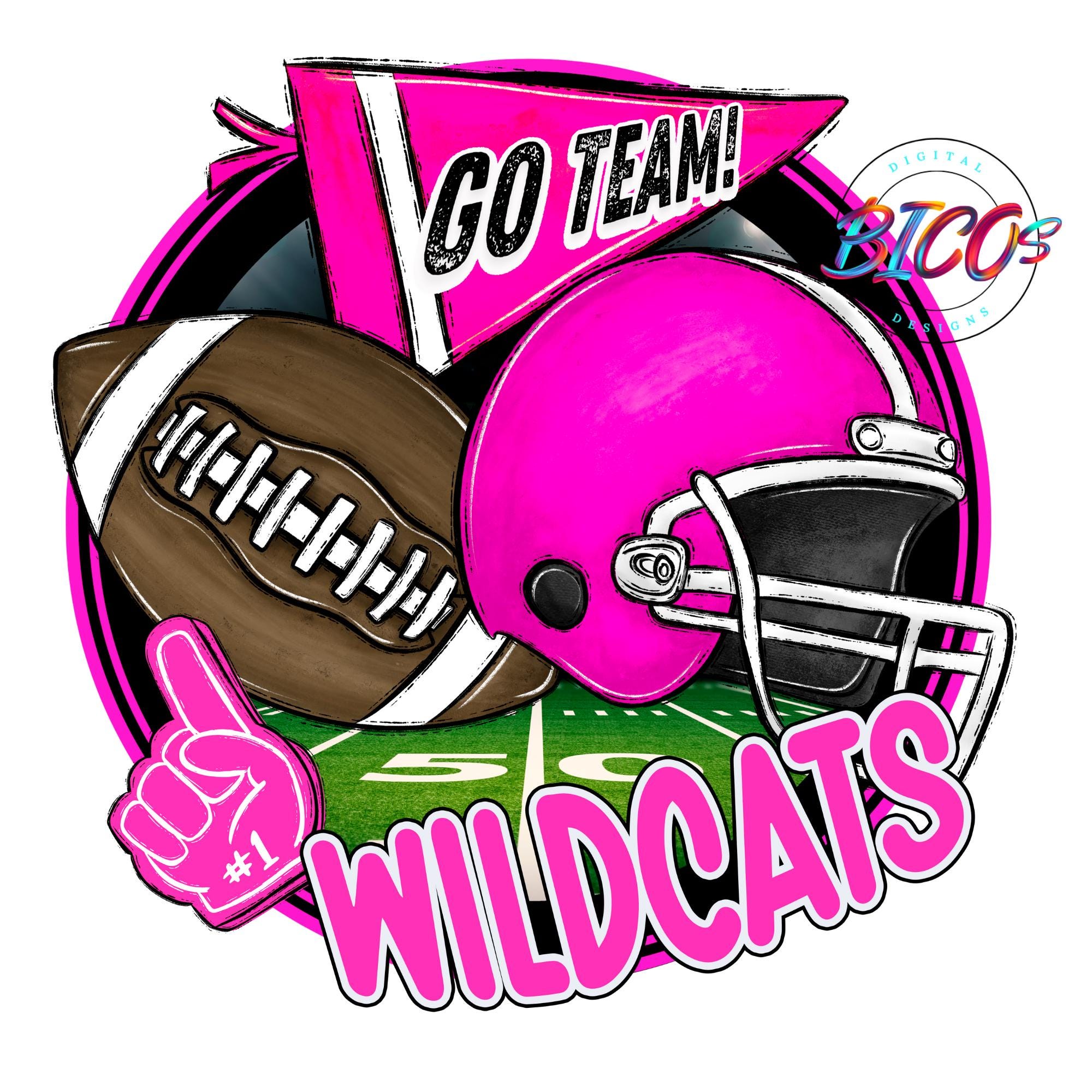 Wildcats Football PNG, Pink, High Resolution Png, DESIGN ONLY **mockup ...