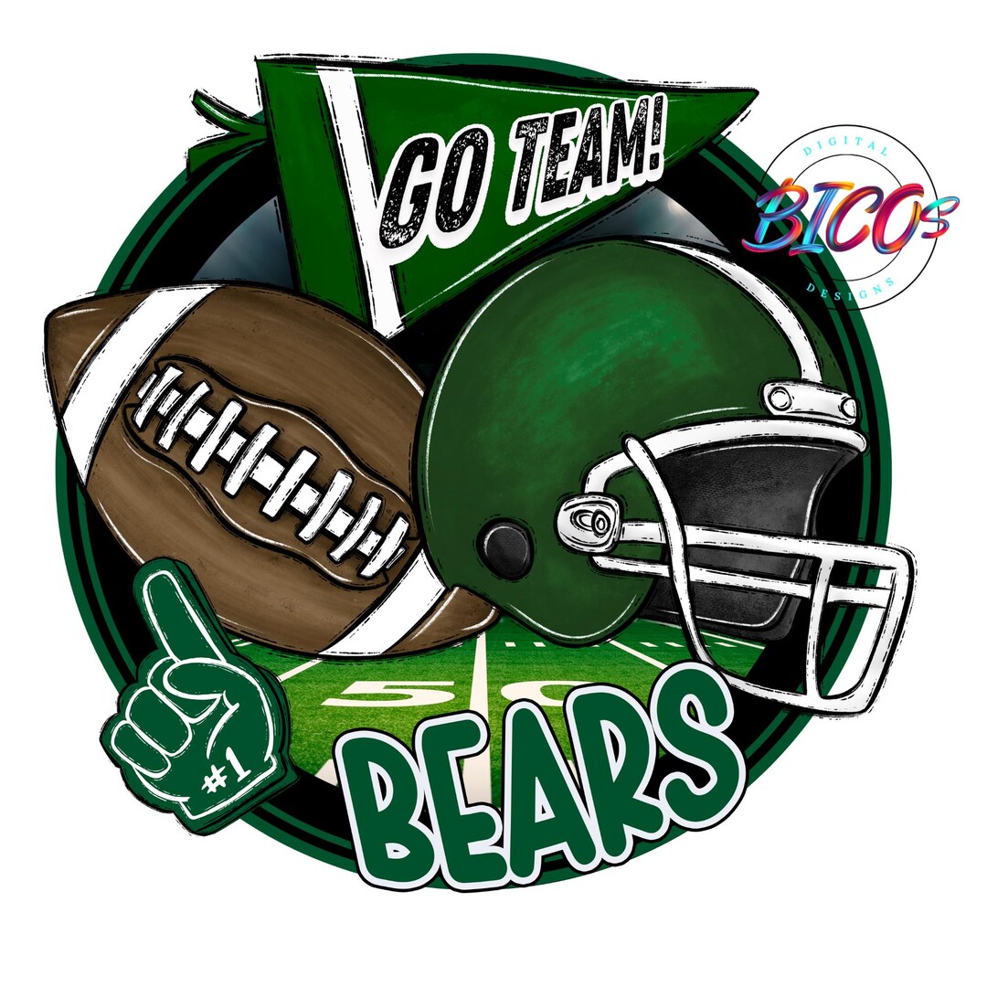Bears Football PNG, Green, High Resolution Png, DESIGN ONLY **mockup ...