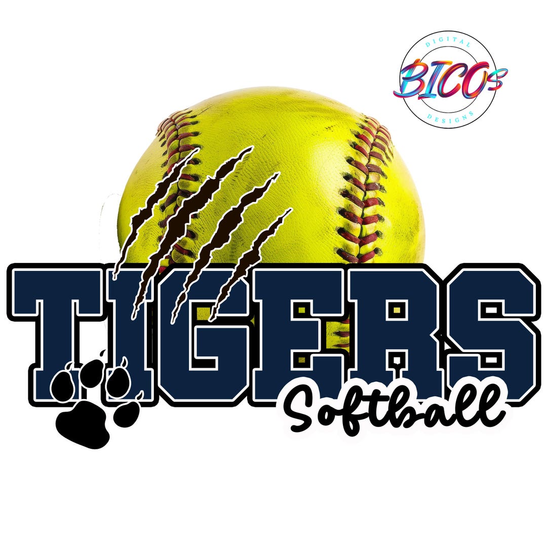 Tigers Softball, Navy, High Resolution PNG,300DPI Design Only **mockup ...