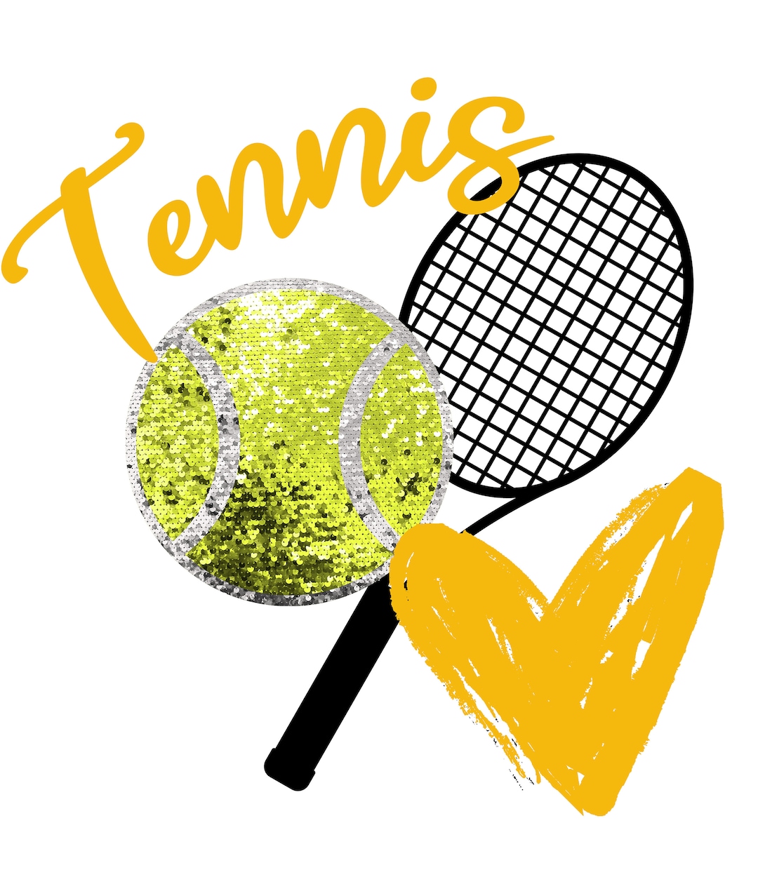 Yellow Sequins Tennis, High Resolution PNG,300DPI Design Only **mockup ...