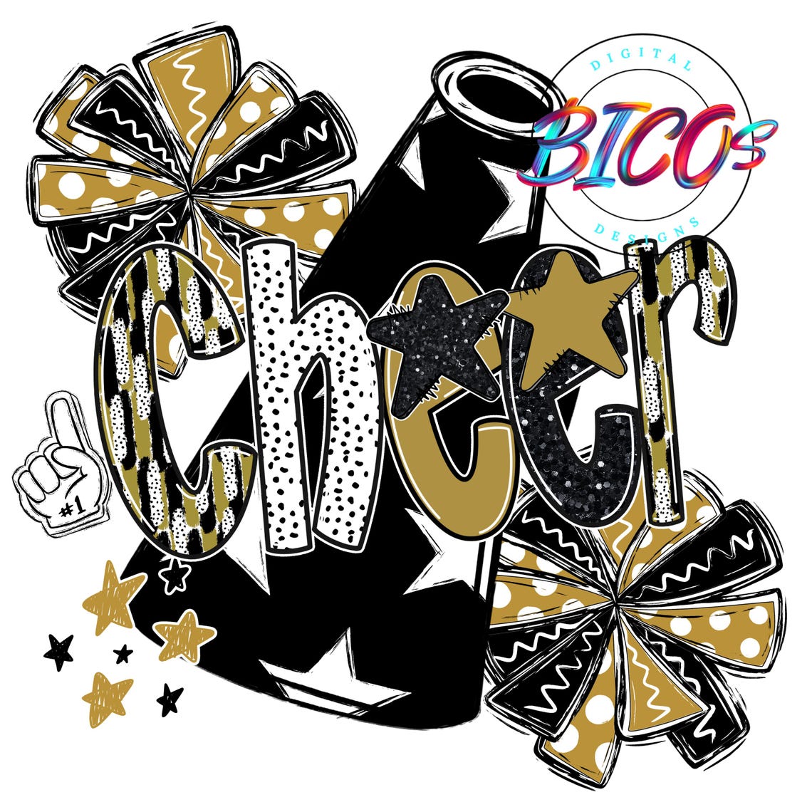 Cheer Megaphone Design, Brushstroke Alpha, PNG, Gold, High Resolution ...