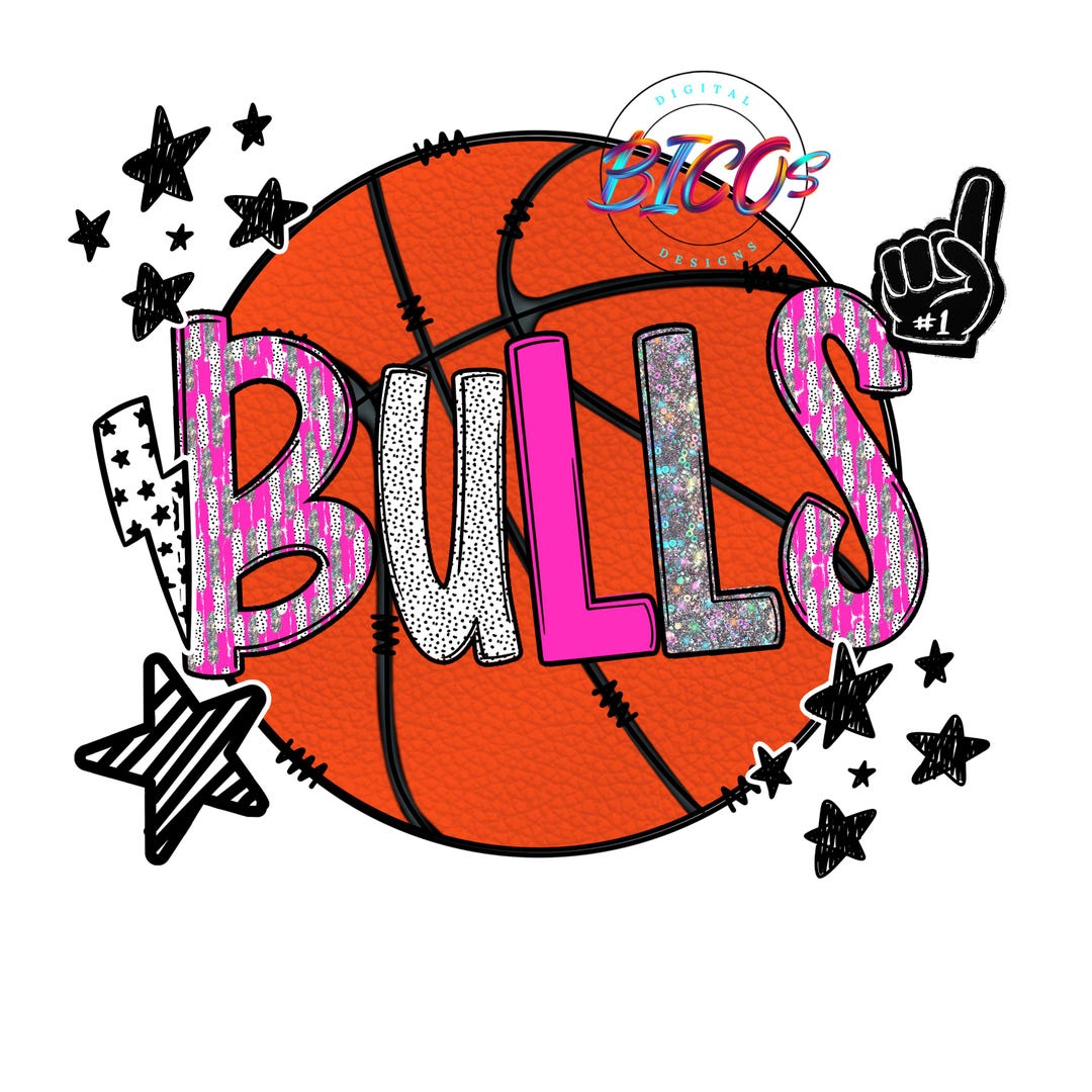 Bulls Basketball Scrape Letters, Pink, High Res PNG,300DPI Design Only ...