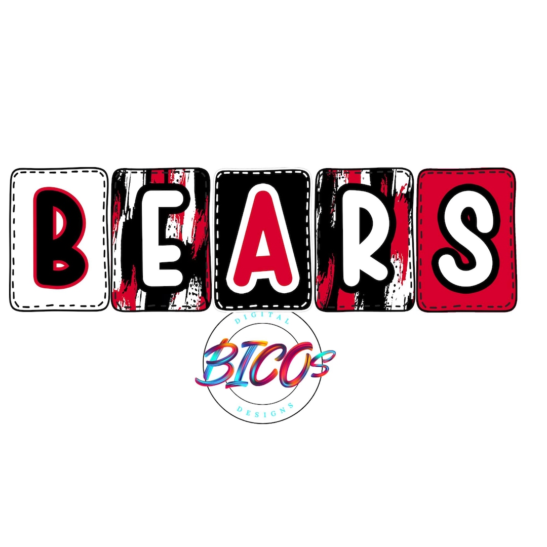 Bears Scrape Block Letters , Red, High Res PNG, Design Only **mockup ...