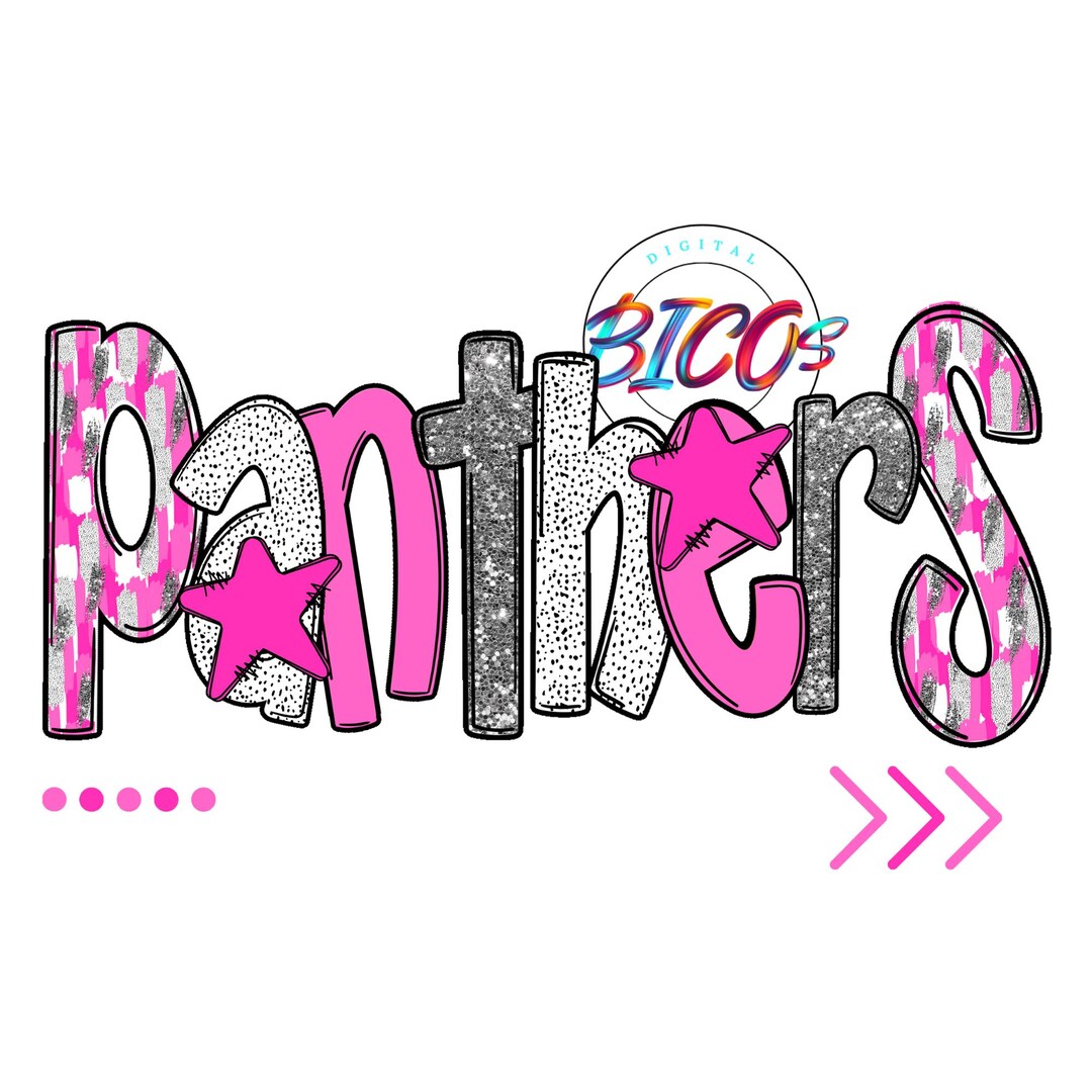 Panthers Scrape Letters, Pink, High Res PNG, Design Only mockup Visual ...