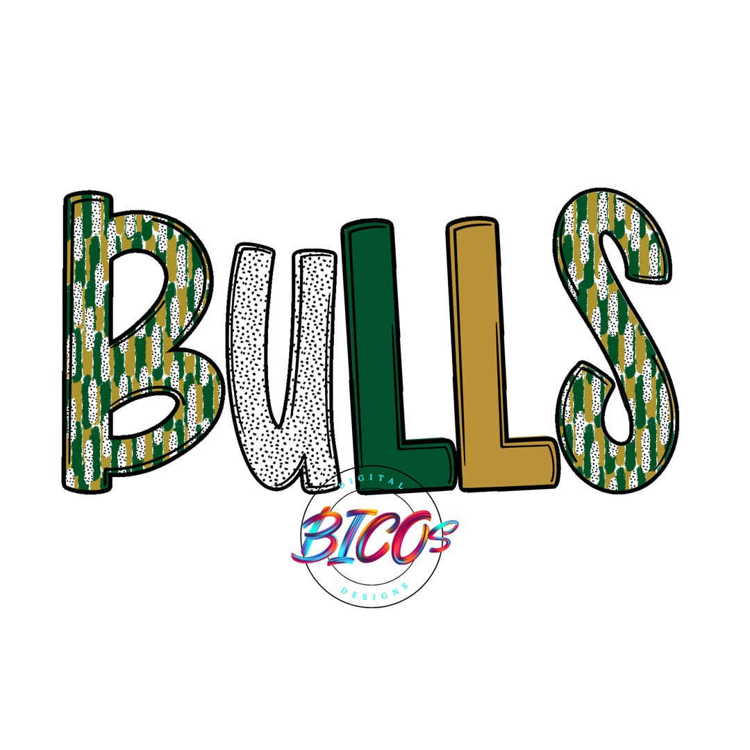 Bulls Scrape Letters, Green-gold, High Res PNG, Design Only mockup ...