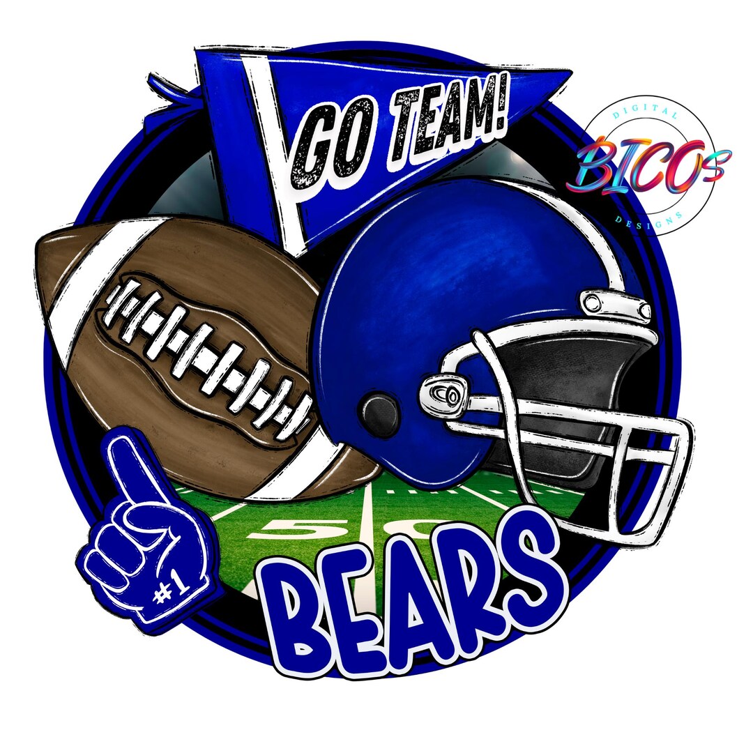 Bears Football PNG, Blue, High Resolution Png, DESIGN ONLY **mockup ...