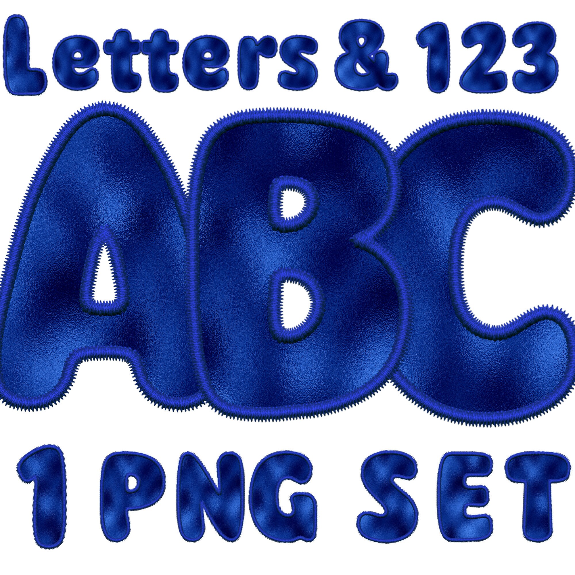 Metallic, Faux Embroidery PNG Alphabet Set, Stitch, Royal Blue - Etsy