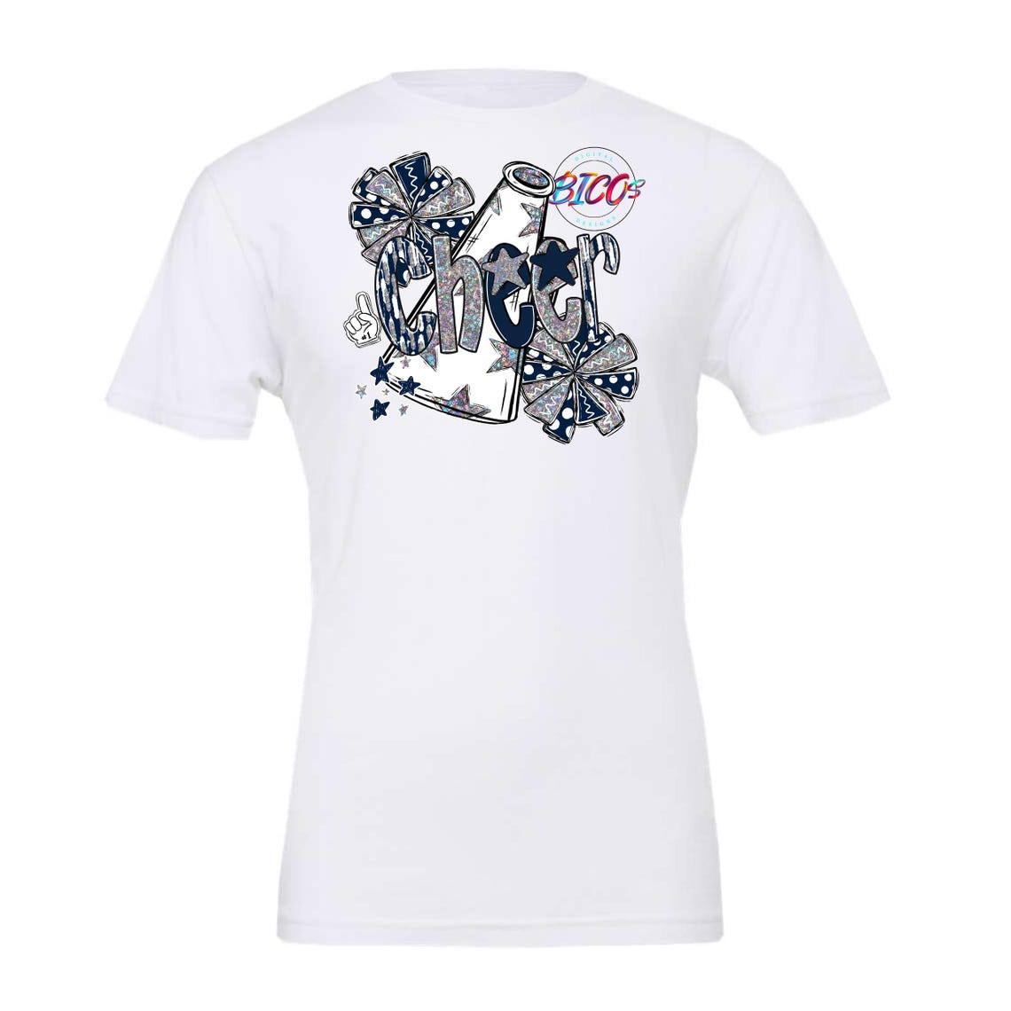 Holographic-white-navy, Cheer Megaphone Design, Brushstroke Alpha, PNG ...