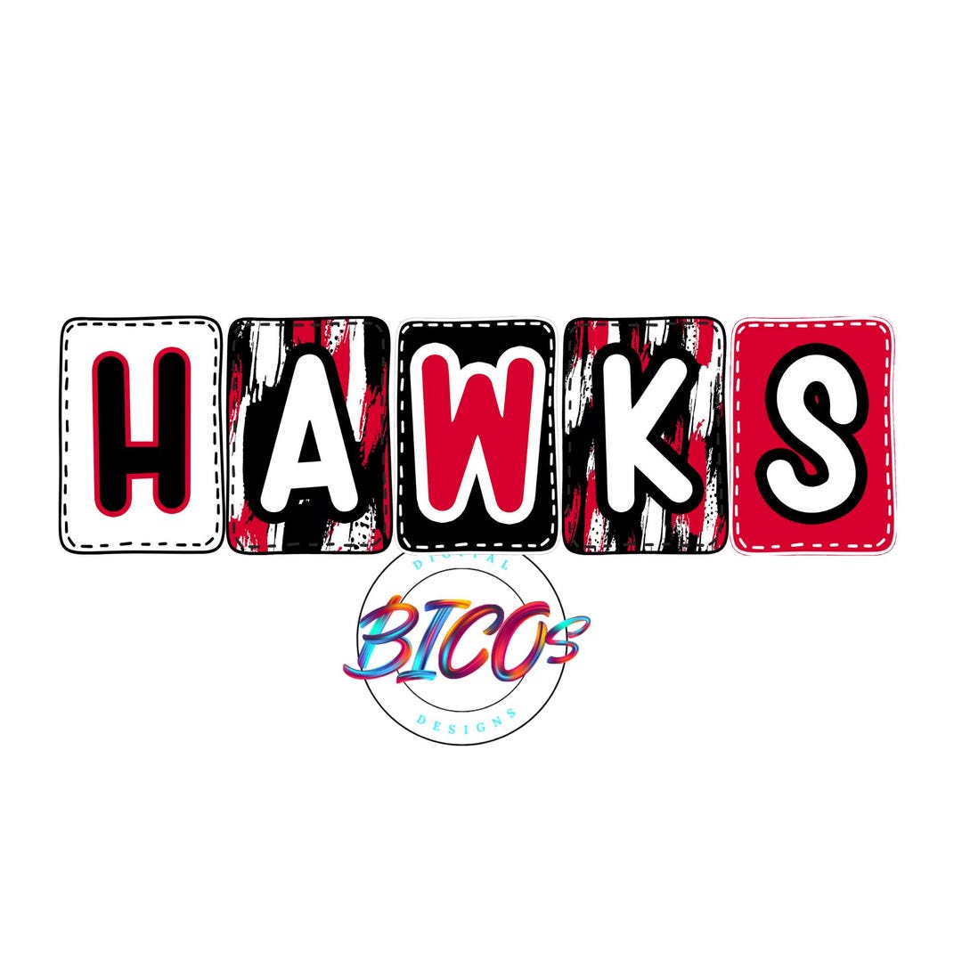 Hawks Scrape Block Letters, Red, High Res PNG, Design Only **mockup ...