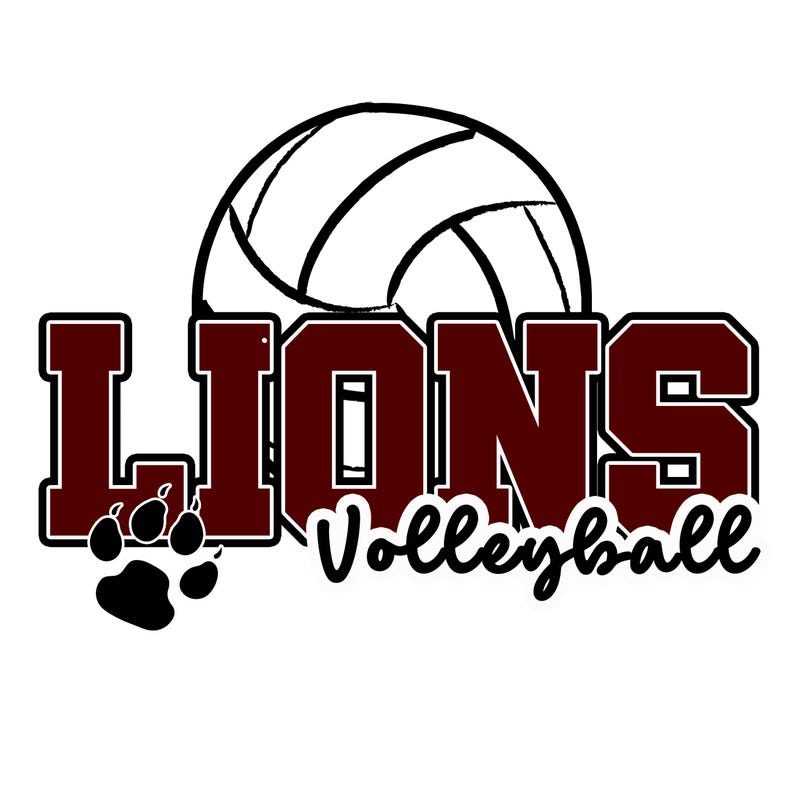 Lions Volleyball, Maroon, High Resolution PNG,300DPI Design Only ...