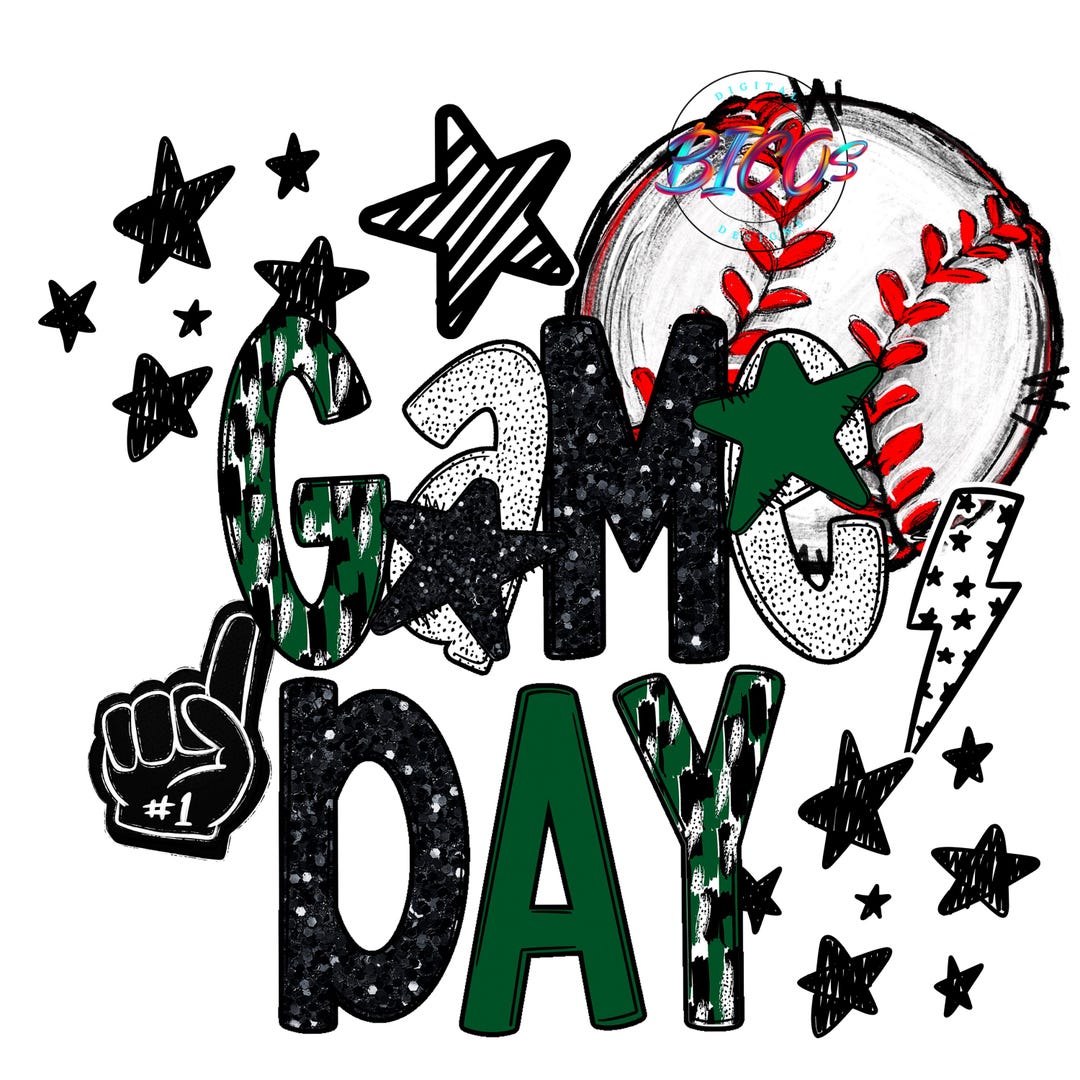 Baseball Game Day, Brushstroke Design PNG, Green, High Resolution ...