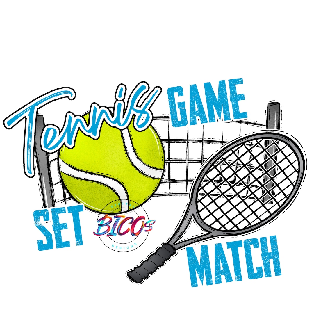Tennis Design PNG, Game Set Match, Carolina Blue, High Resolution PNG ...