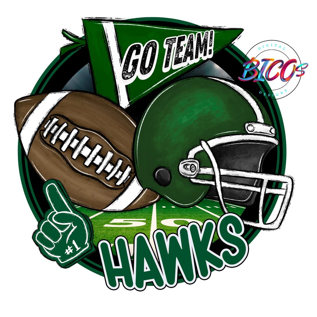 Hawks Football PNG, Green, High Resolution Png, DESIGN ONLY **mockup ...