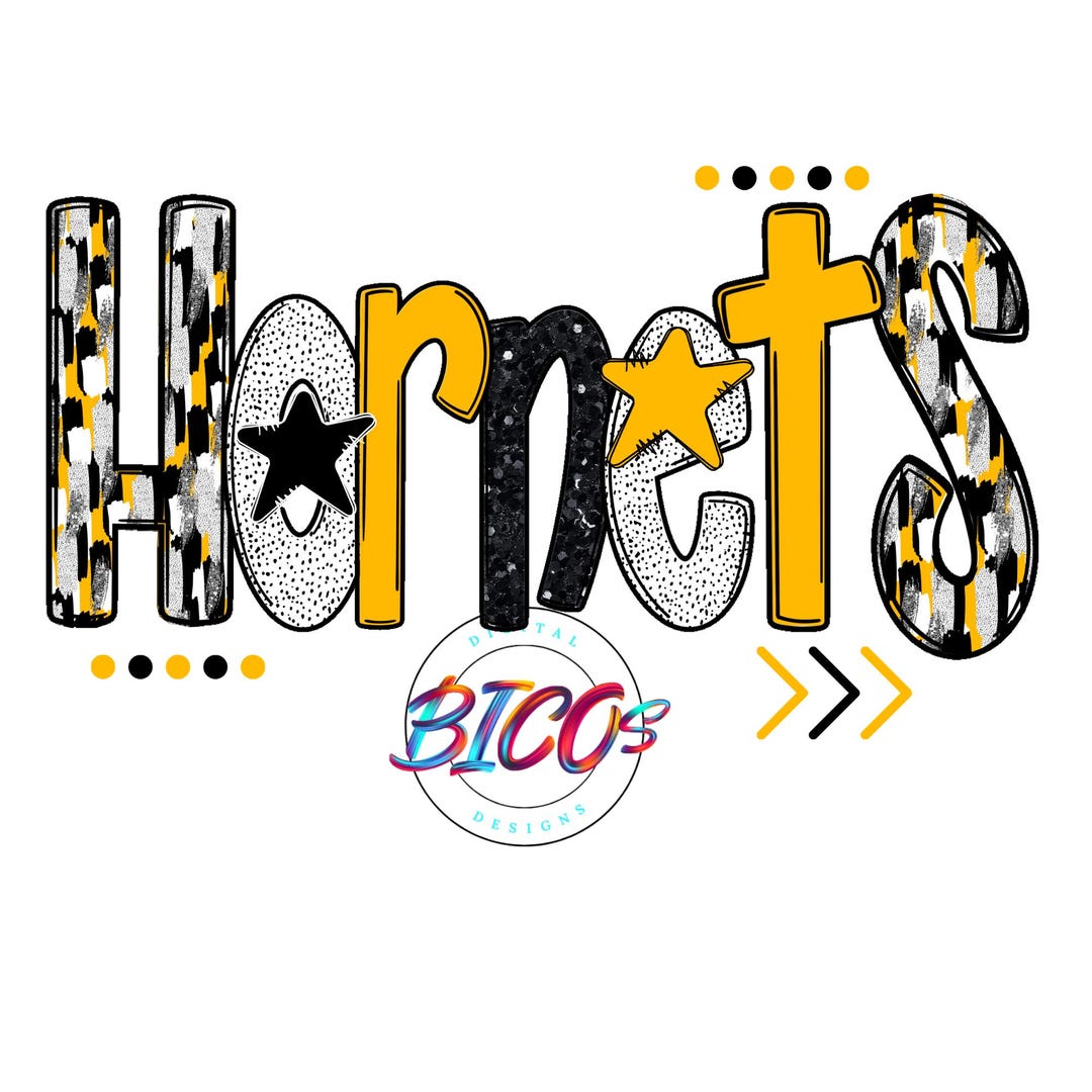 Hornets Scrape Letters, Yellow, High Res PNG, Design Only mockup Visual ...