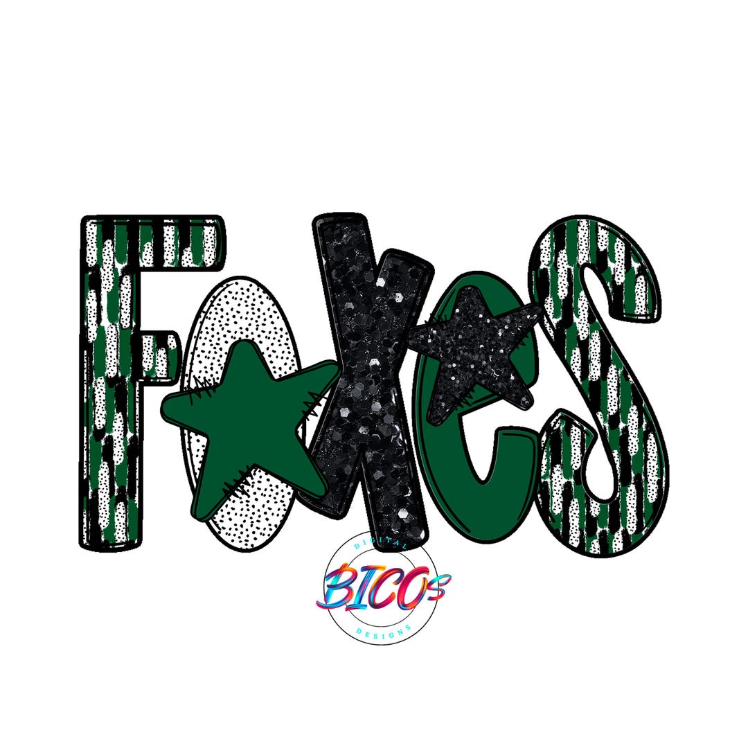 Foxes Scrape Letters, Green, High Res PNG, Design Only mockup Visual ...