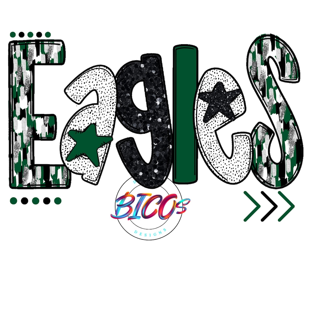 Eagles Scrape Letters, Green, High Res PNG, Design Only mockup Visual ...