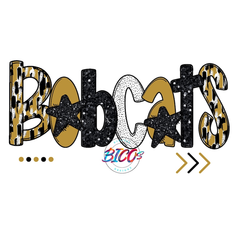 Bobcats Brushstroke Alpha, Gold, High Res PNG, Design Only **mockup ...