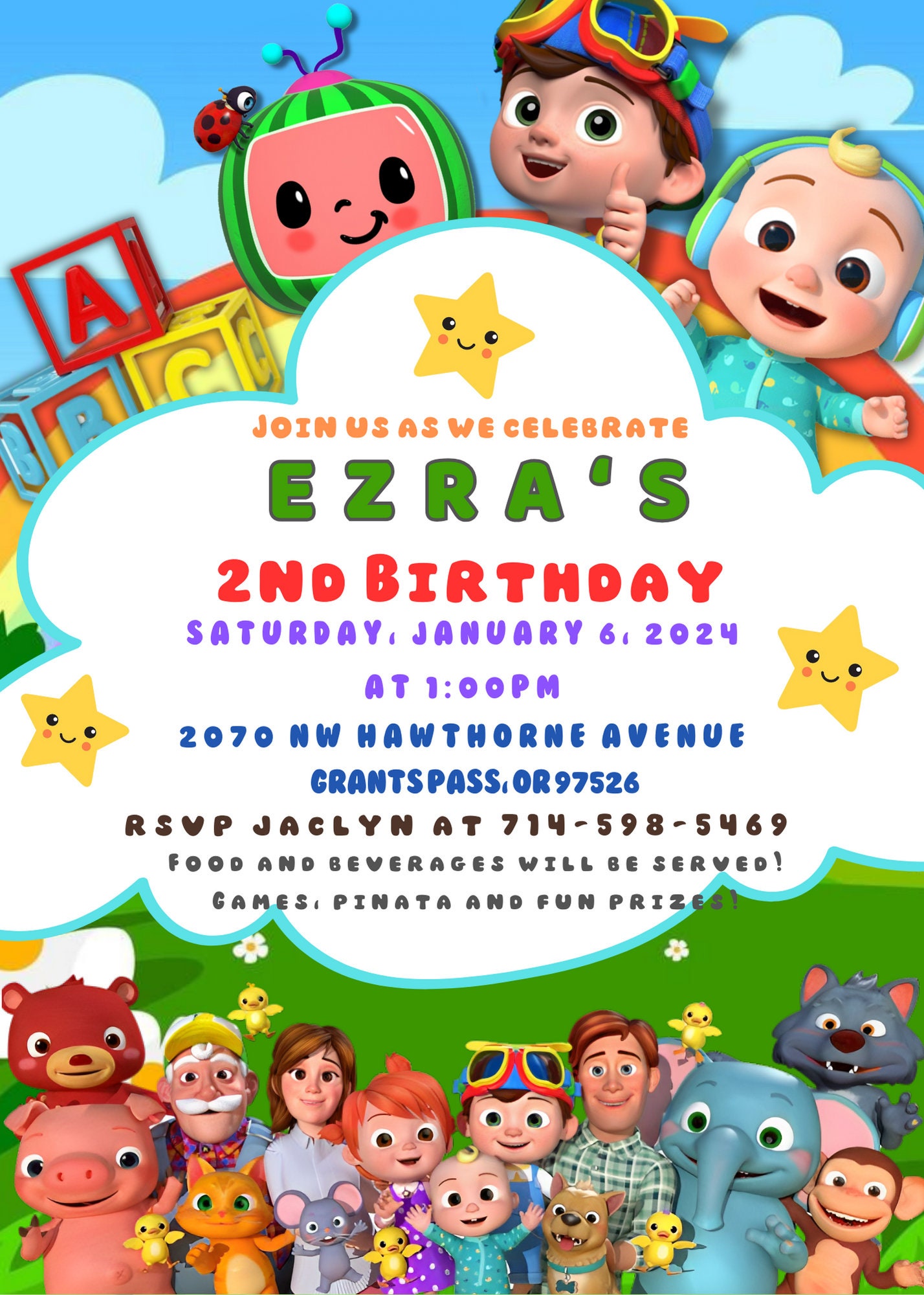 Cocomelon Digital Birthday Invitation - Etsy