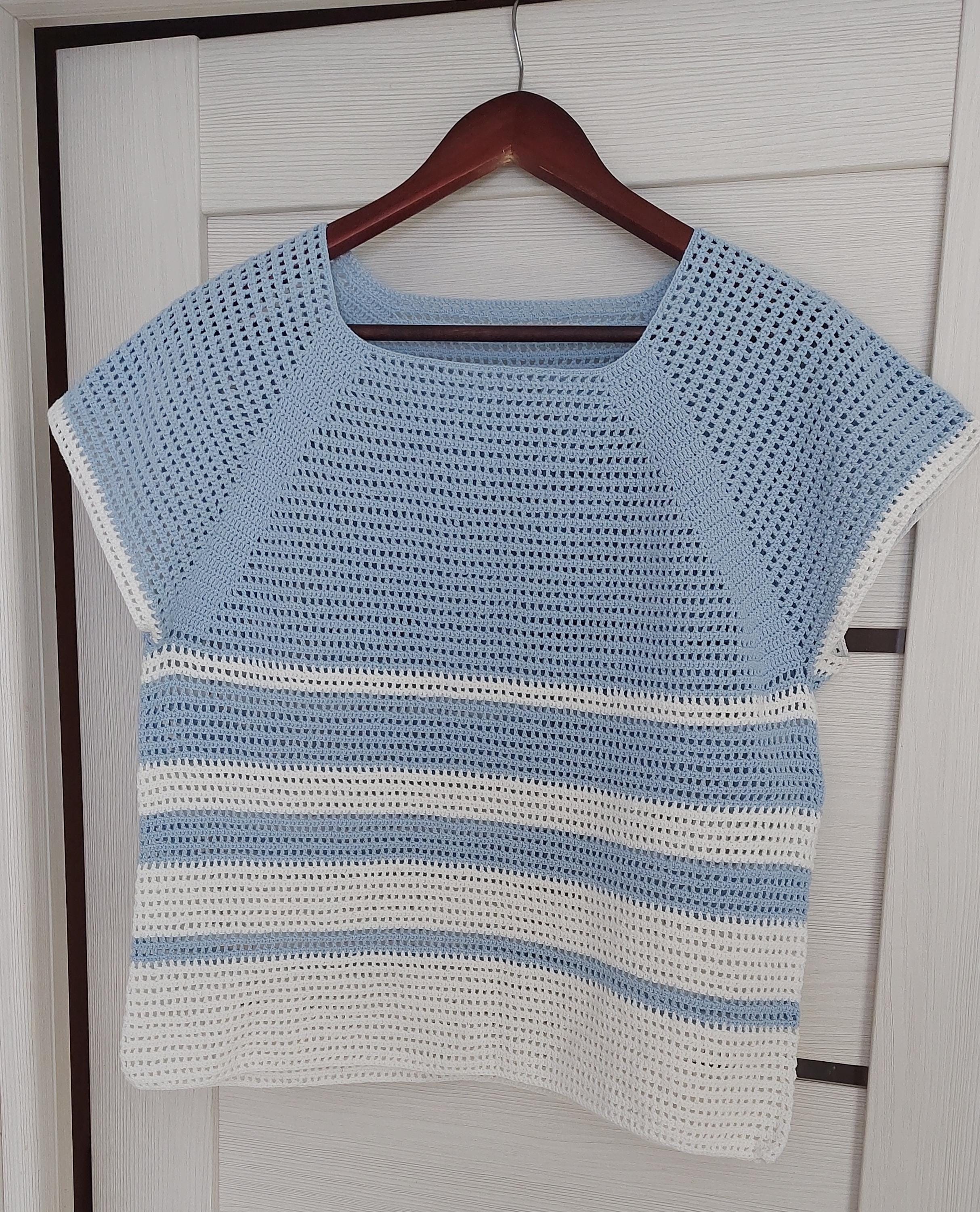 TOP - T-SHIRT MESH Pattern Crochet T-shirt Trendy Crochet Mesh - Etsy