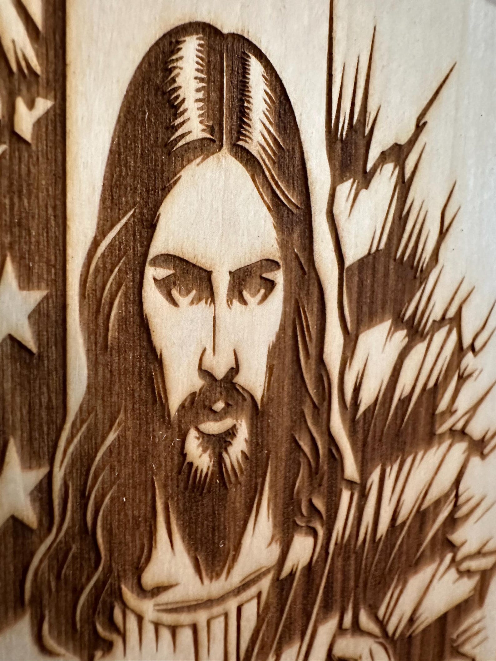 Jesus With American Flag Laser Engraved Live Edge Basswood Wall Plaque ...