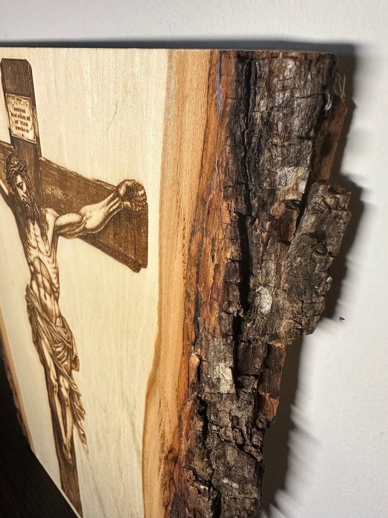 Laser Engraved Jesus on Cross on Live Edge Basswood - Etsy