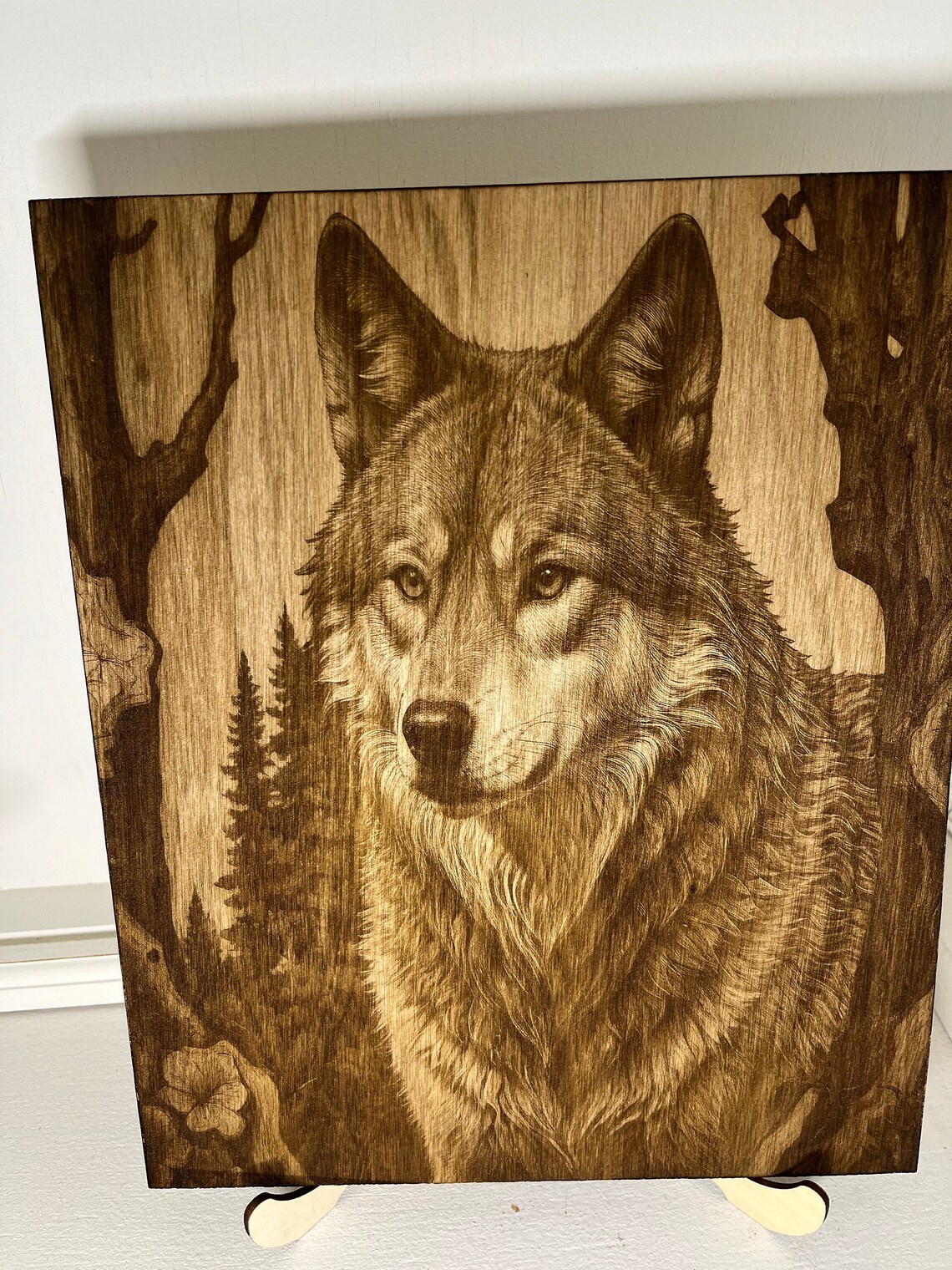3D Laser Engraved Wolf in Woods Wall Plaque - Etsy