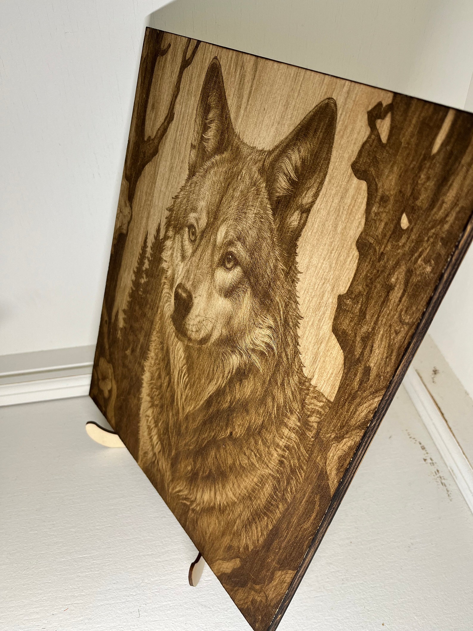 3D Laser Engraved Wolf in Woods Wall Plaque - Etsy