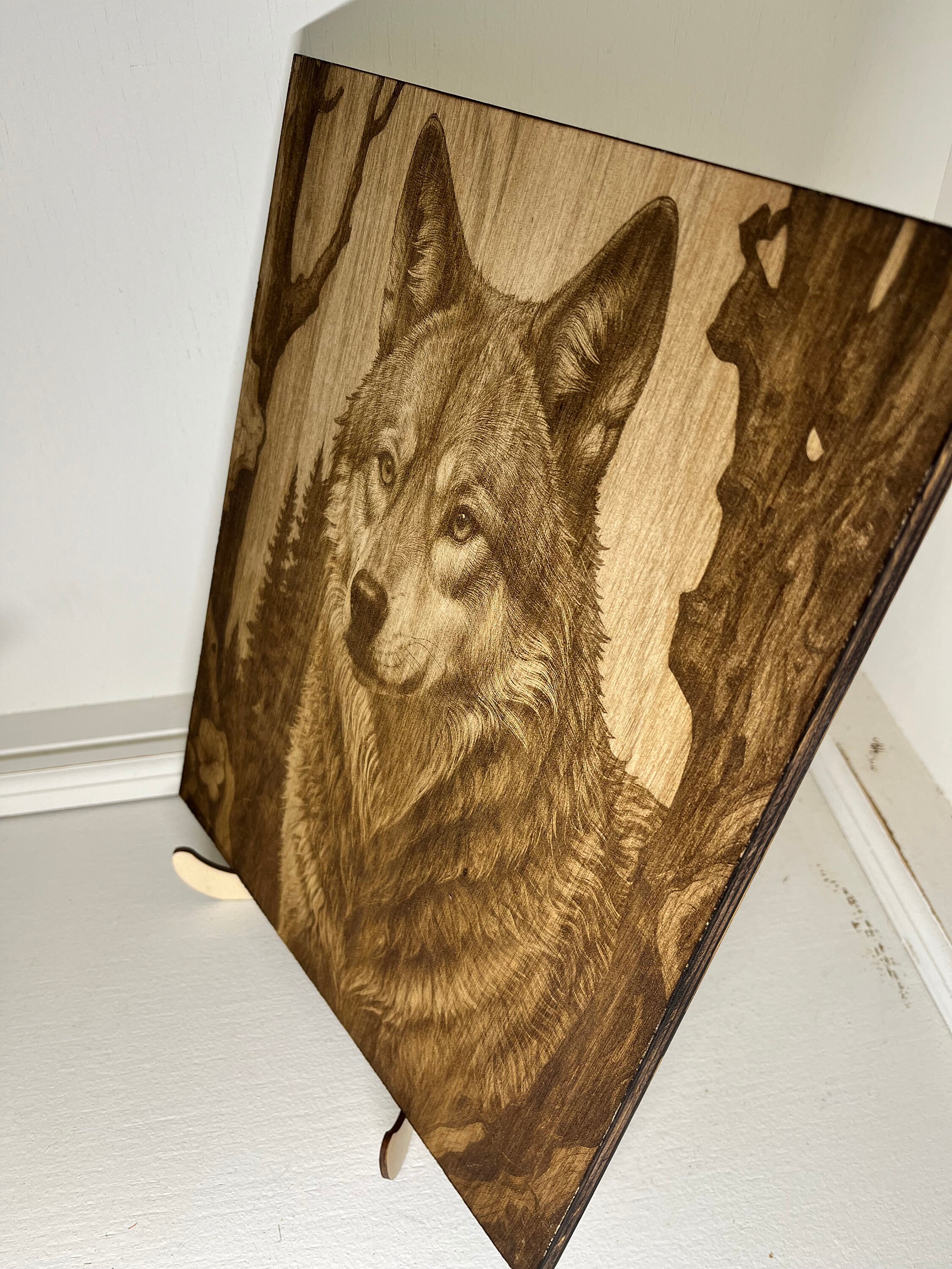 3D Laser Engraved Wolf in Woods Wall Plaque - Etsy