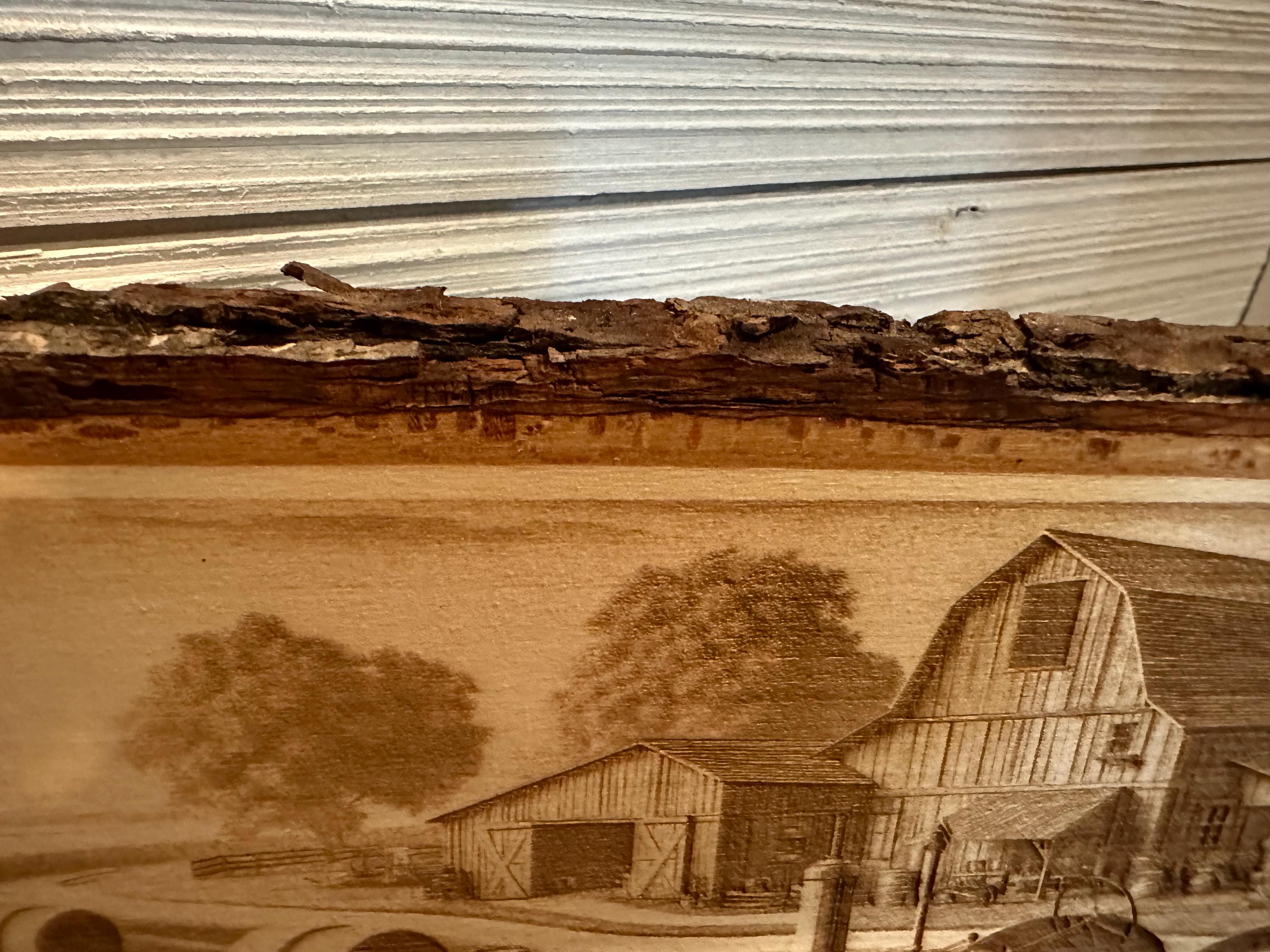 Barn With Tractor Laser Engraved Live Edge Basswood Wall Plaque - Etsy