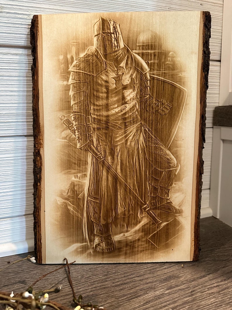 Templar Knight Laser Engraved Live Edge Basswood Wall Plaque - Etsy