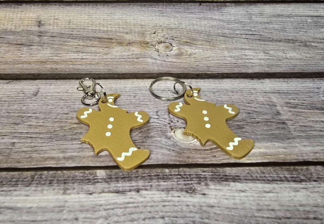 3D Printed Gingerbread Man Keychain Cute Holiday Accessory, Unique ...