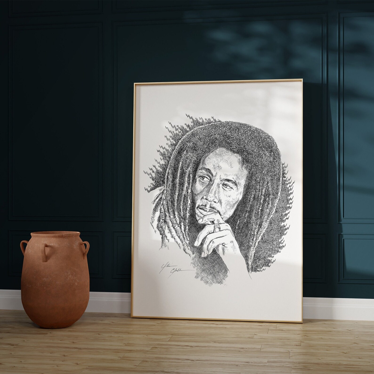 Black Art | Bob Marley | Hand Drawn Portrait | African American Artist ...