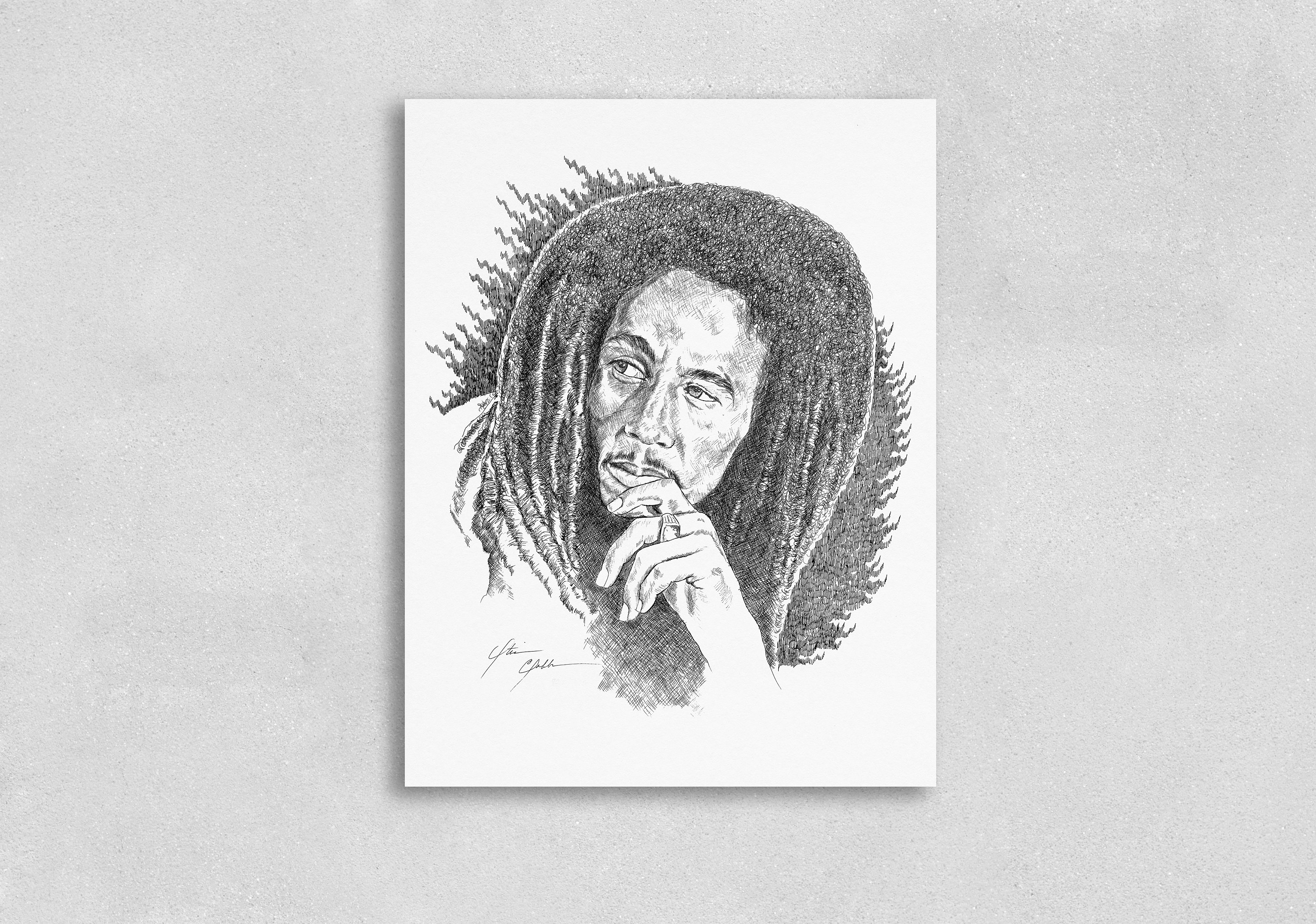 Black Art | Bob Marley | Hand Drawn Portrait | African American Artist ...
