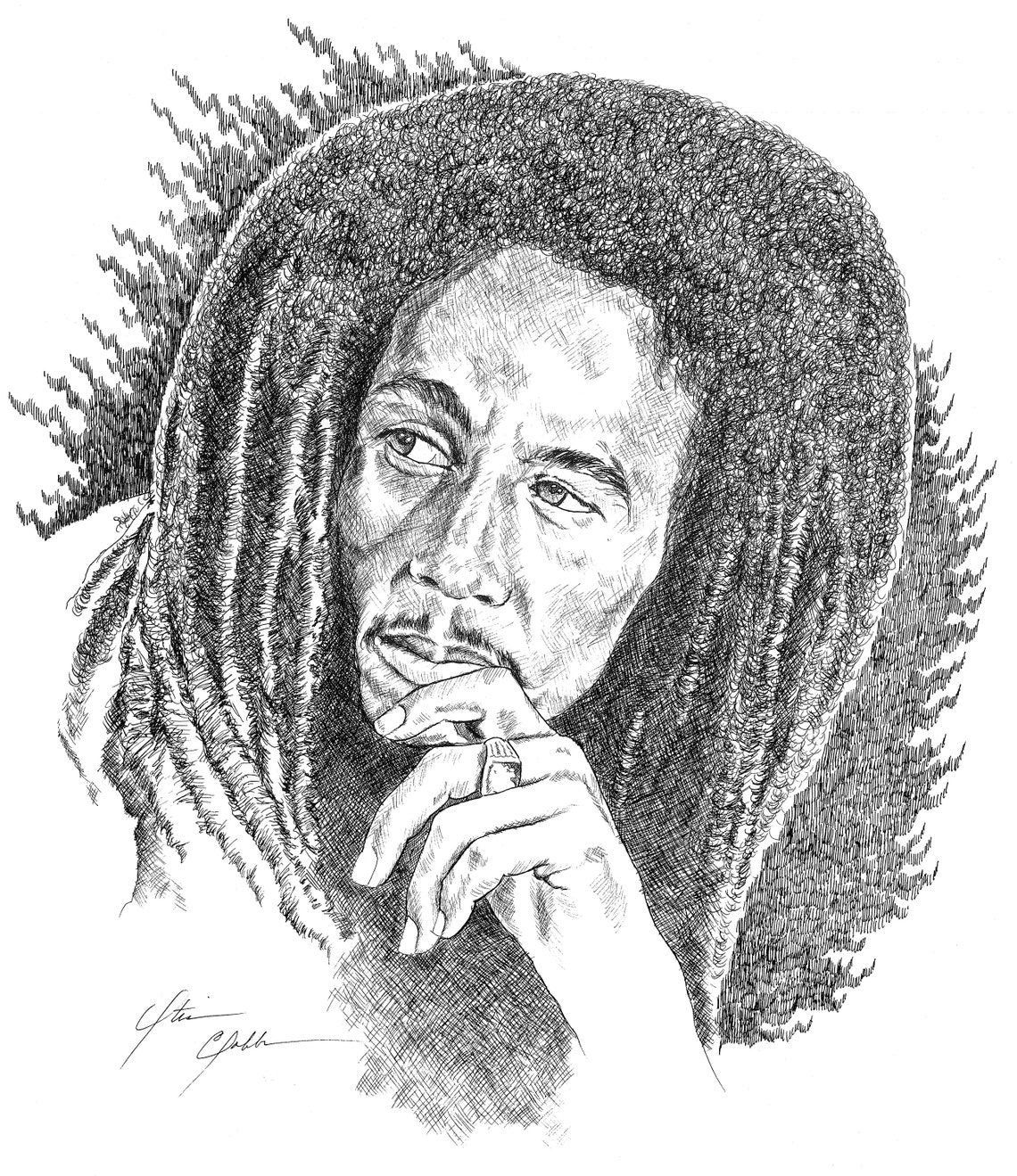 Black Art | Bob Marley | Hand Drawn Portrait | African American Artist ...