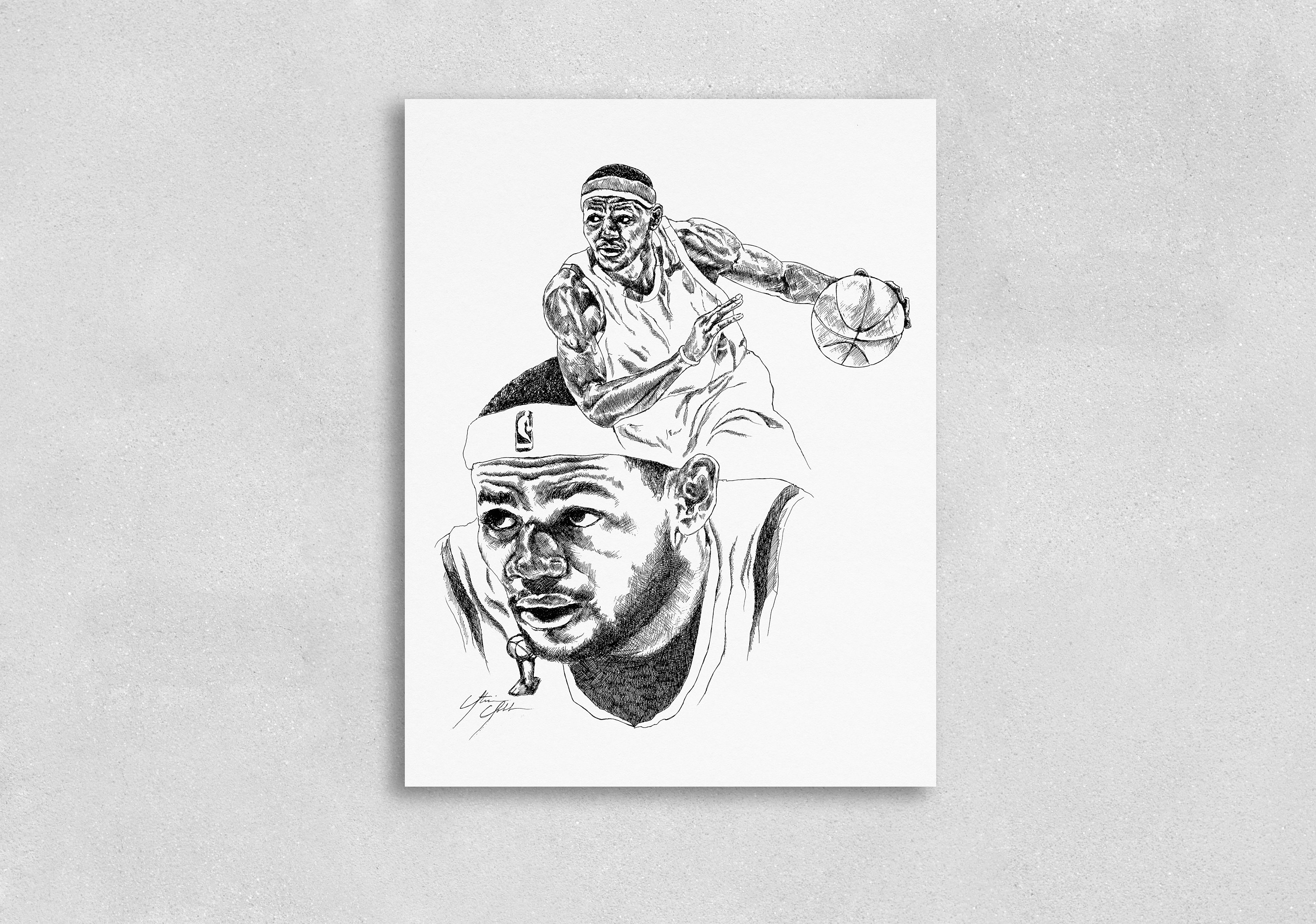 Black Art | Lebron Hand Drawn Portrait | African American Artist | Otis ...