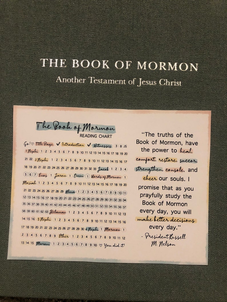 Printable Book of Mormon Reading Chart - Etsy