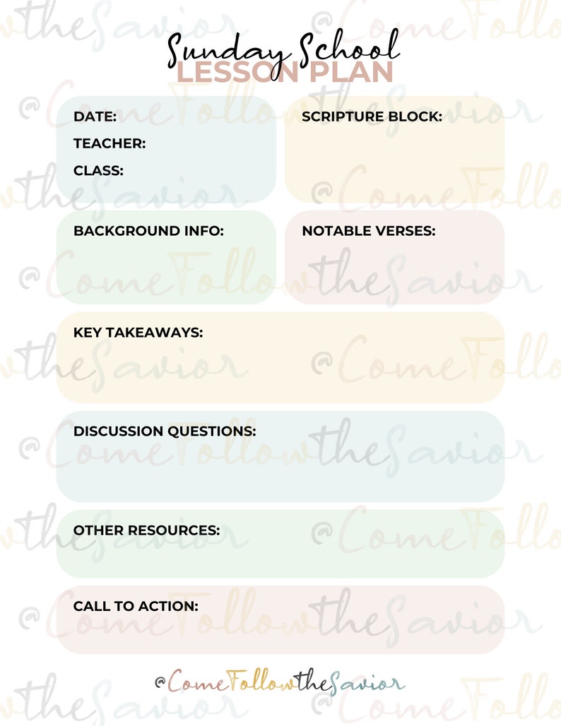 LDS Sunday School Lesson Plan Printable - Etsy Canada