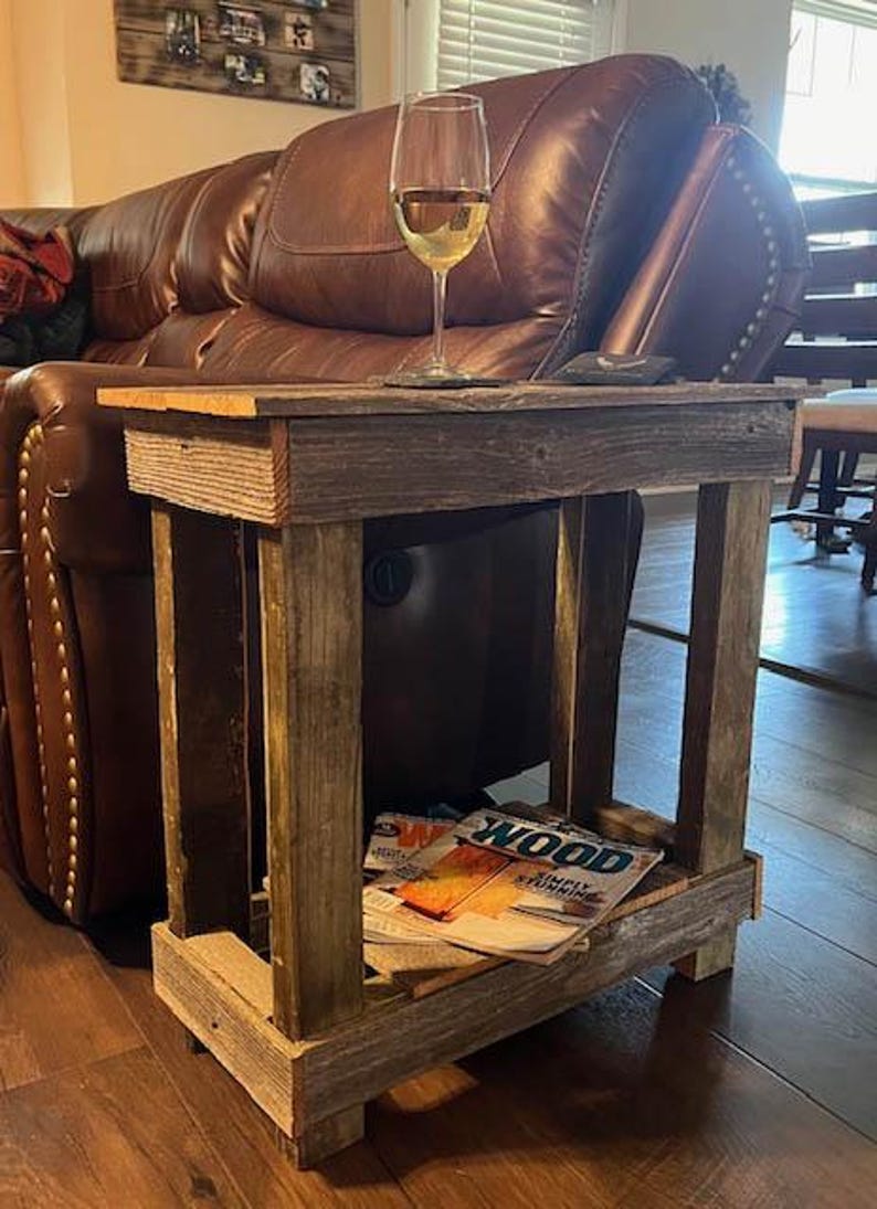 Reclaimed Wood End Table, Reclaimed Wood Accent Table, Rustic, Recycled ...