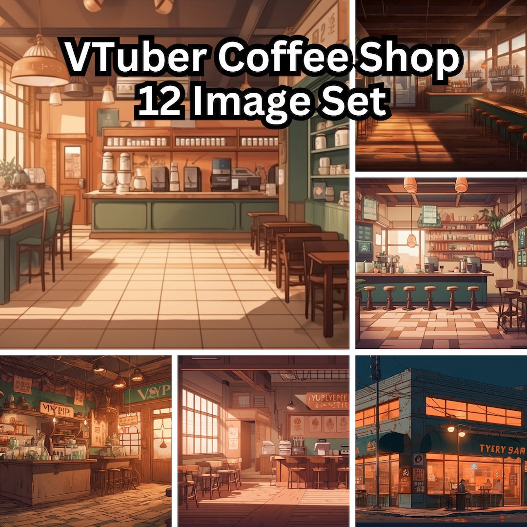 Vtuber Background Instant PNG Download: Anime Style Coffee Shop Café ...