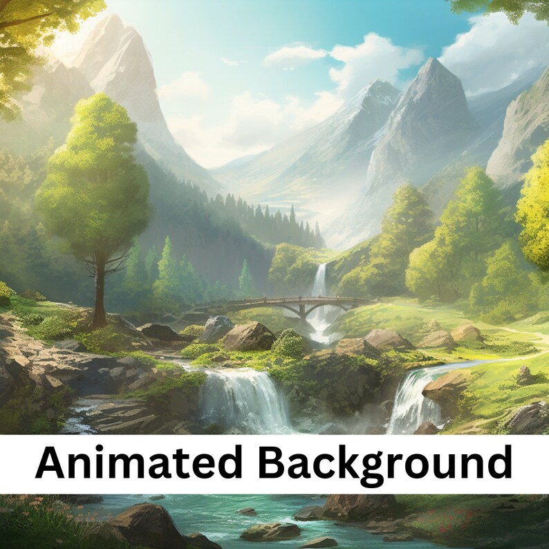 Animated Vtuber Background: Anime Nature Waterfalls Background Backdrop ...