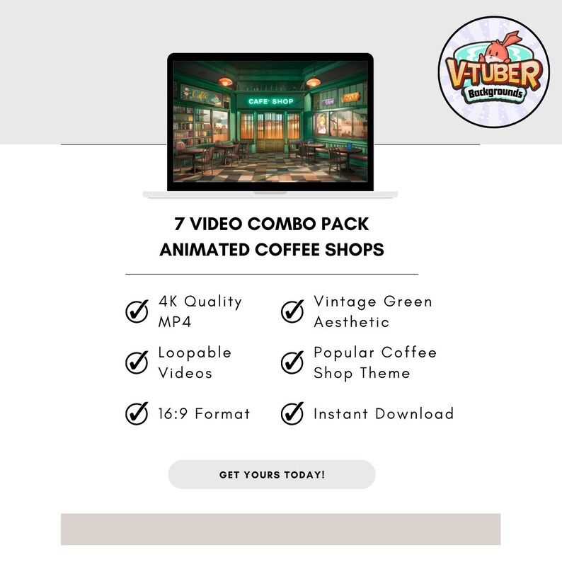 Vtuber Animated Backgrounds Coffee Shops 7 Video Pack 4K Lo-fi Anime ...