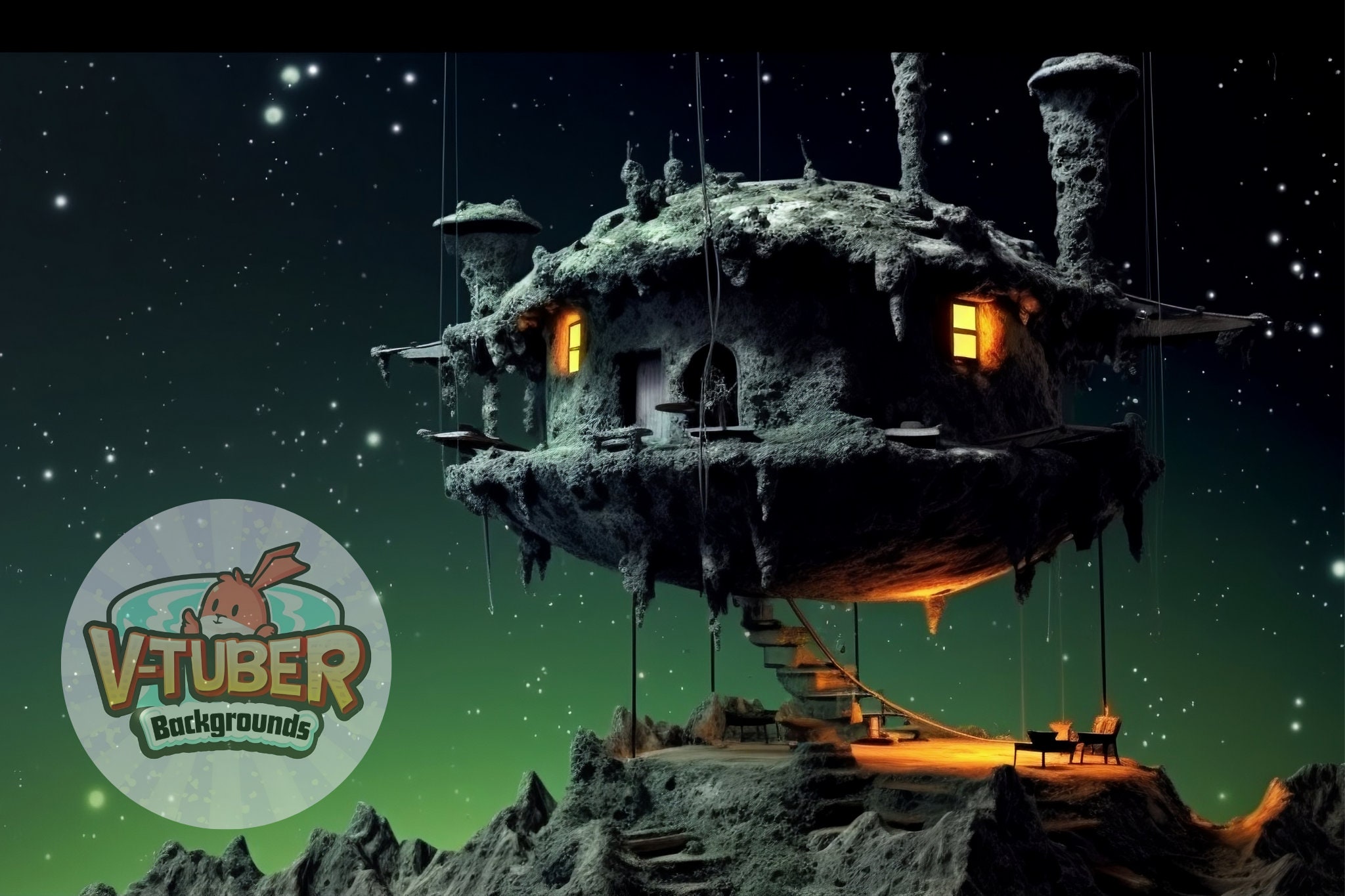 Animated Vtuber Backgrounds - 2 Videos - Floating House Anime Streaming ...