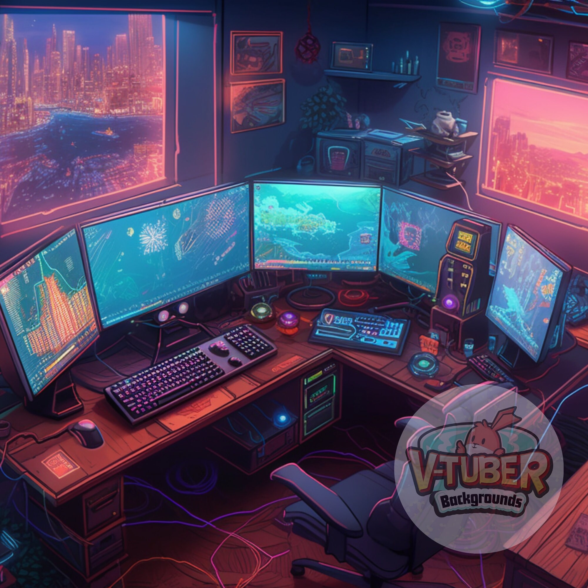 Vtuber Backgrounds Pack PNG Images: Anime Bedroom, School, Nature, Game ...