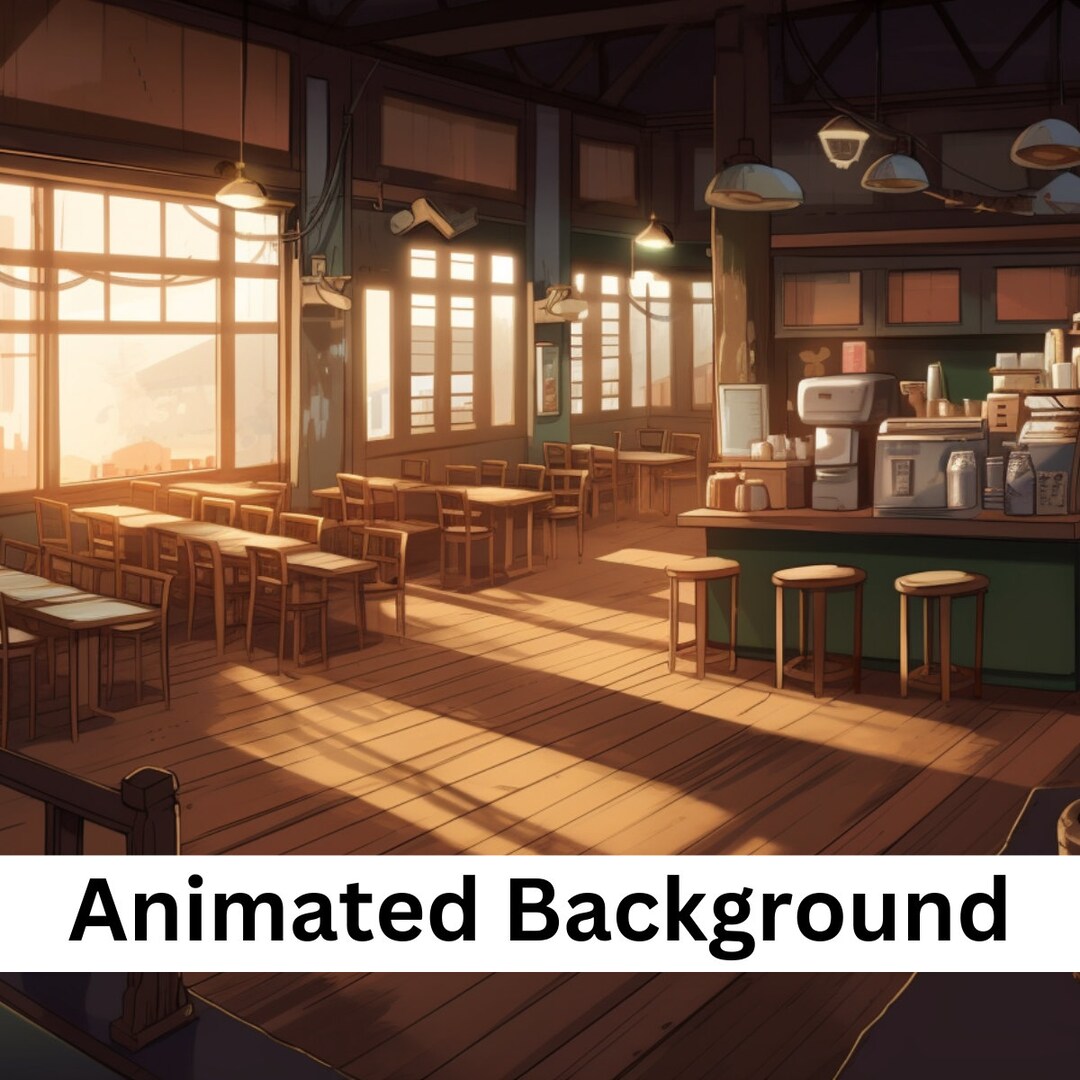 Animated Vtuber Background: Anime Style Coffee Shop Animated Background ...