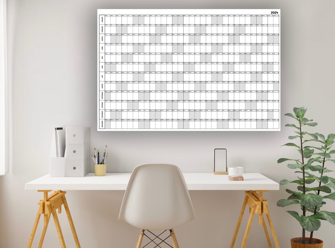 Big 2024 Calendar Giant Wall or Desk 24 X 26 2/3 Ratio Black & White ...