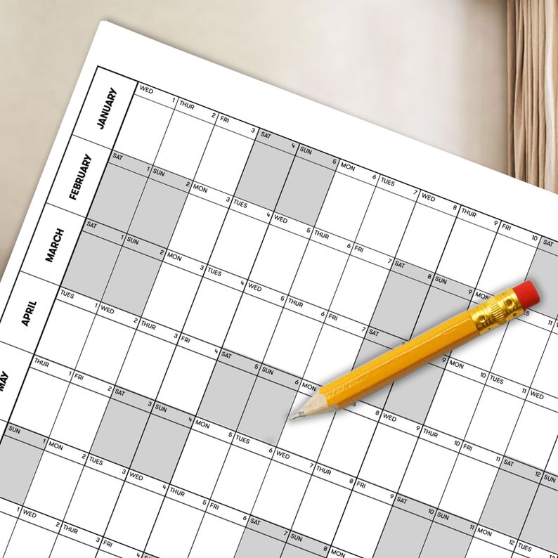 2025! Big Calendar - Giant Wall or Desk 24 X 26" (2/3 Ratio) Black ...